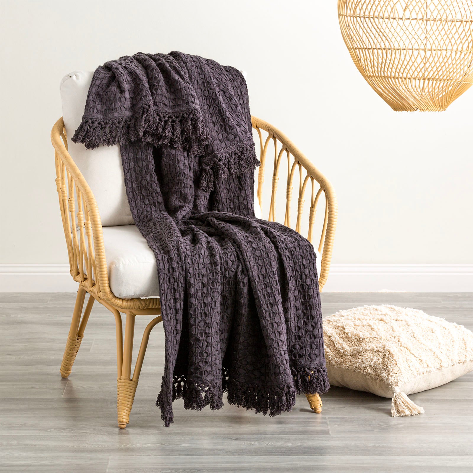 Alysian Black Throw Cotton Textured
