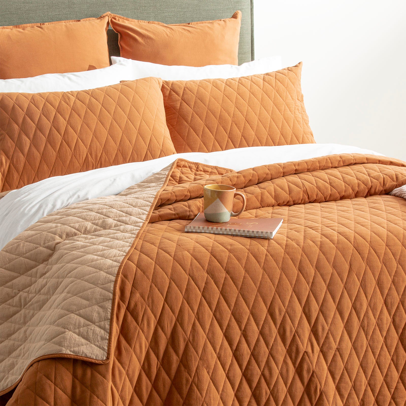 Australia Coverlet | Coverlet Cotton Stone Washed Diamante coverlet