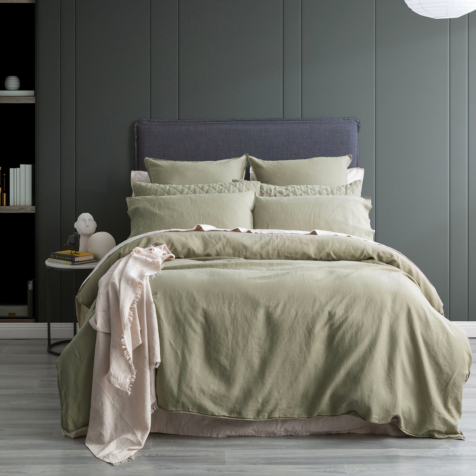 Linen Cavallo Green Quilt cover set Jade