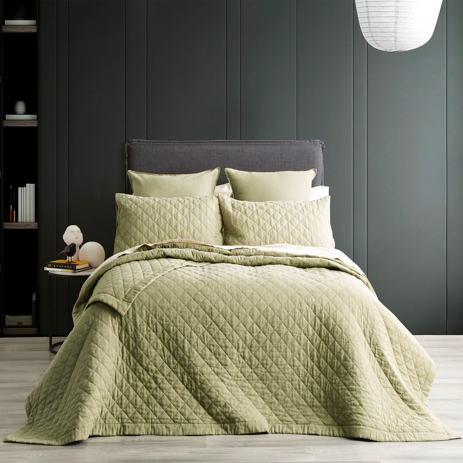 Linen Cavallo Green Coverlet |Bed Covers & Coverlets