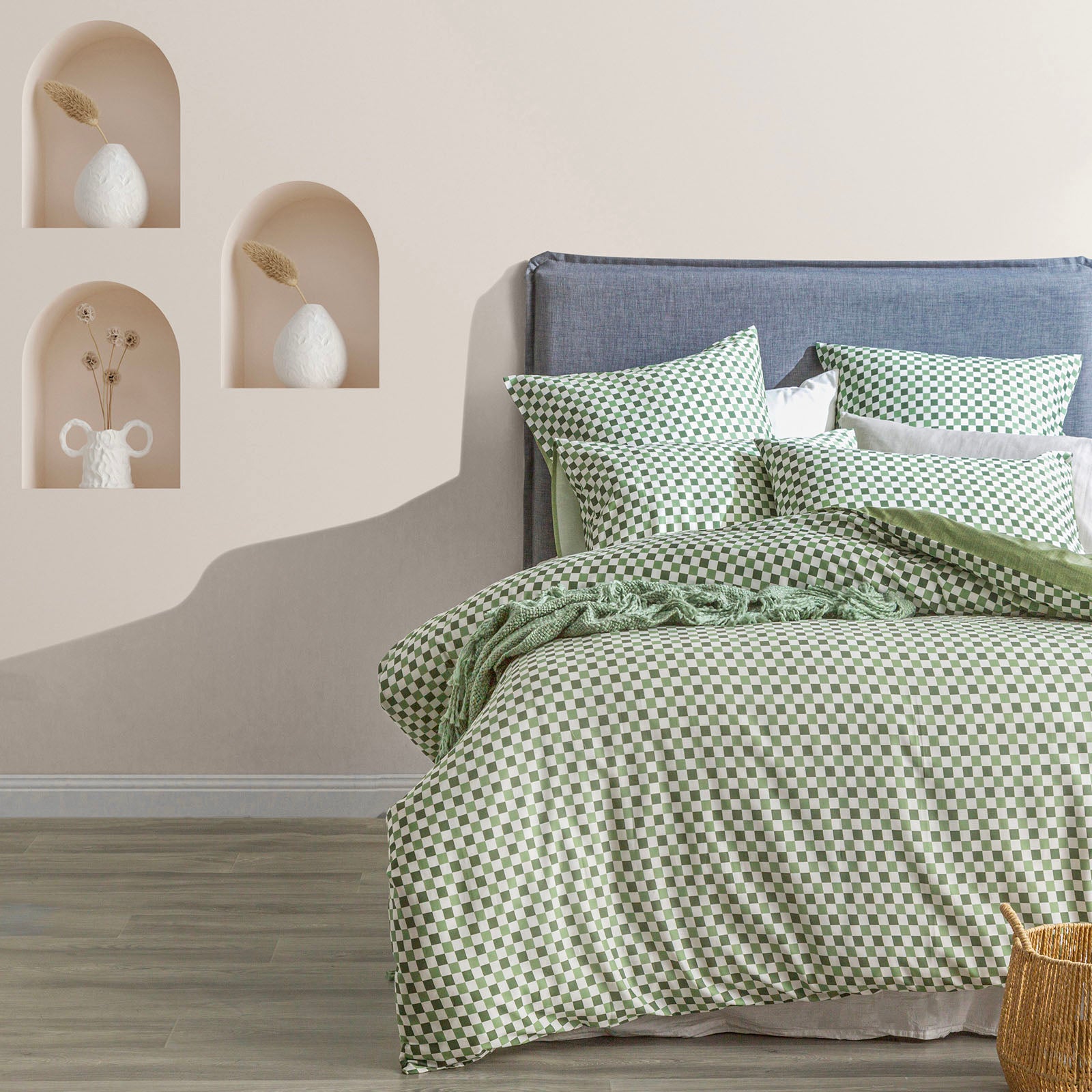 Shop Quilt Covers & Duvet Covers Online | Chessboard Sage | Checkered ...