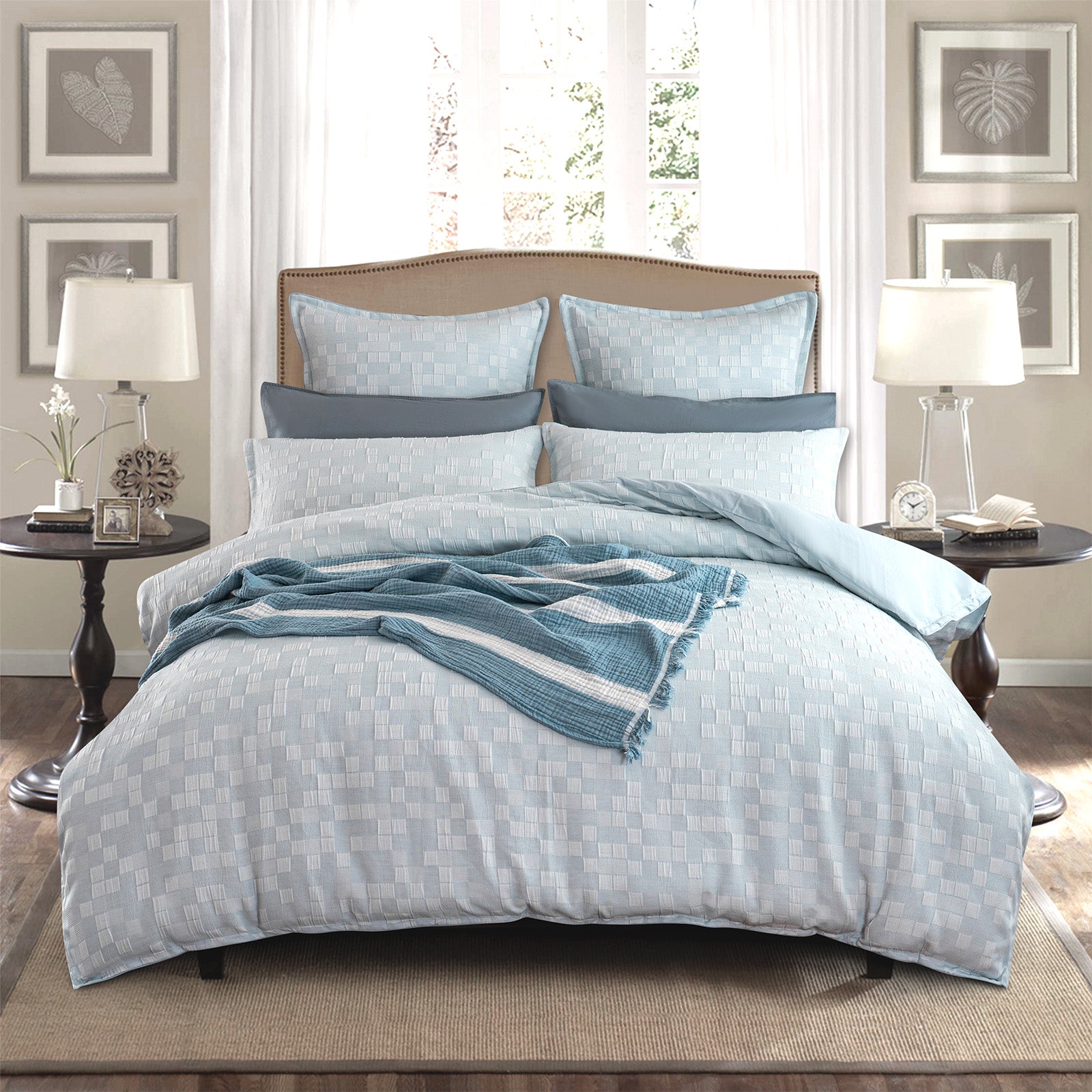 Jacquard Check Quilt Cover Jervis French blue